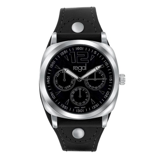 Regal R26801-267 - Horloge - Leer - Zwart - 42 mm | bol.com