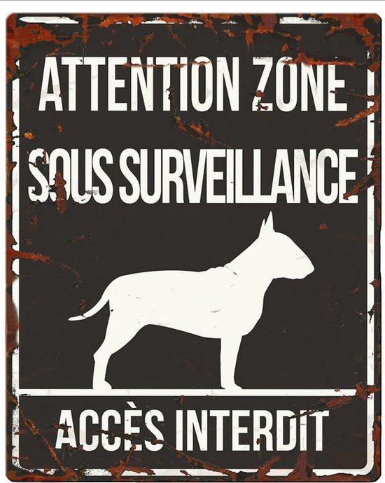 D&D Waakbord / Warning sign square bull terrier f Zwart 20x25cm | bol