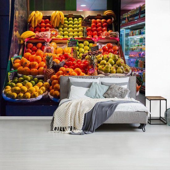 Behang - Fotobehang Fruit - Kraam - Markt - Frankrijk - Breedte 440 cm ...
