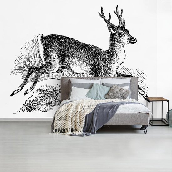 Fotobehang Reeën illustratie - geïllustreer ree aan springen fotobehang ...