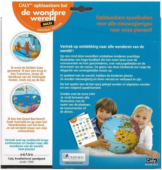 Opblaasbare wereld bal 42 cm De Wondere Wereld | bol.com