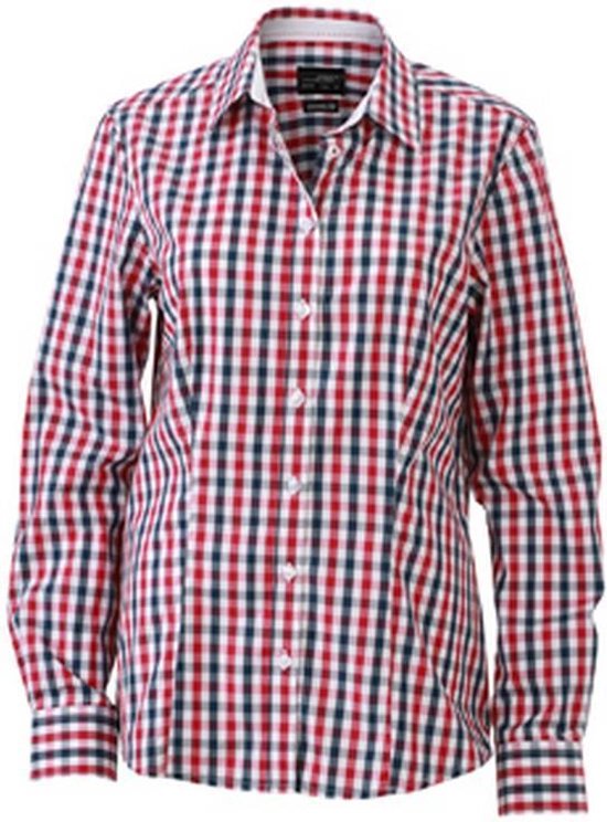 James and Nicholson Dames/dames geruit overhemd (Marine / Rood / Wit ...