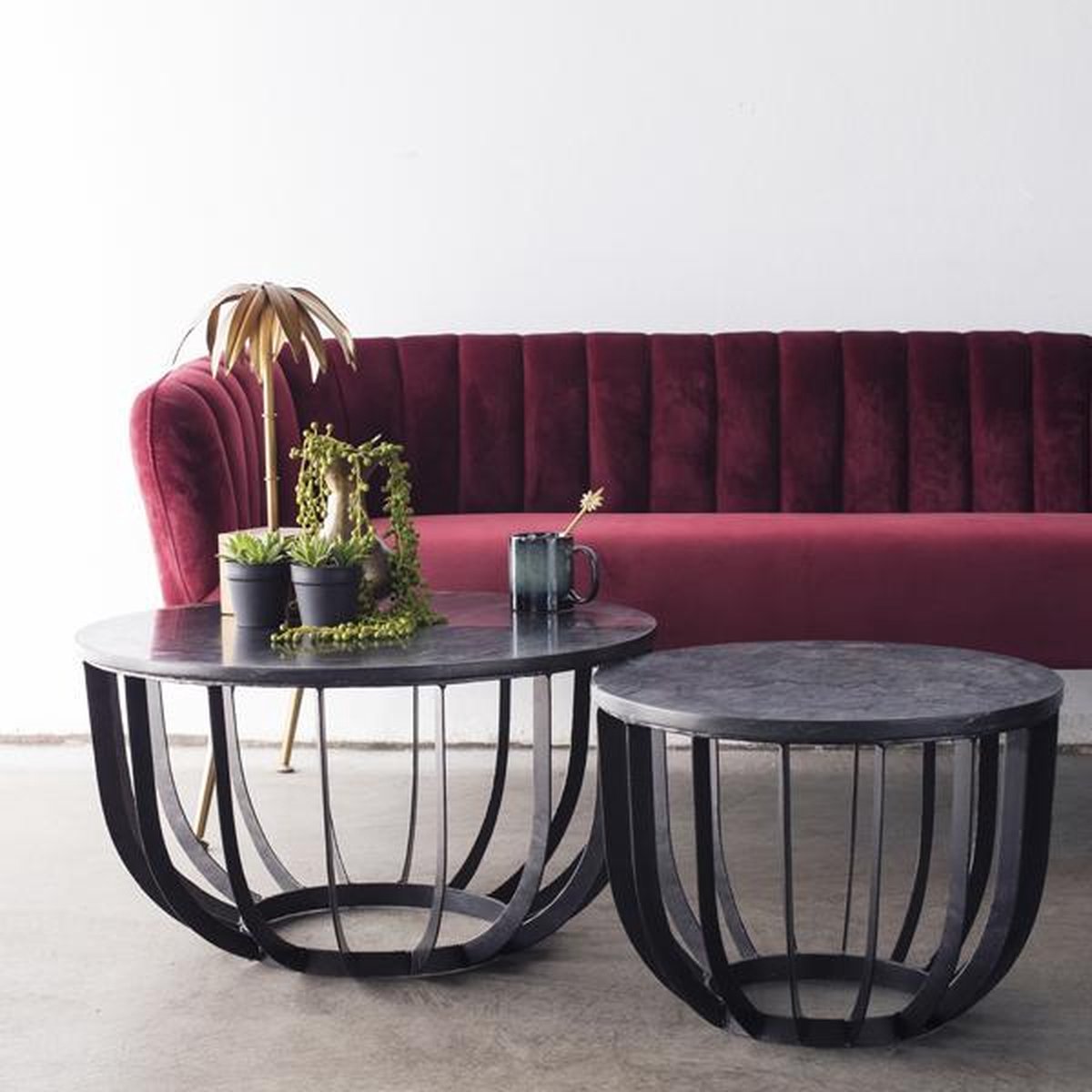 Salontafel S - Zwart - Rond - Marmer - Tafel Mauro - Giga Meubel | bol.com