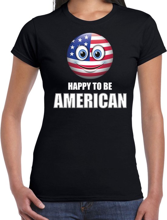 Amerika Happy to be American landen t-shirt met emoticon - zwart ...
