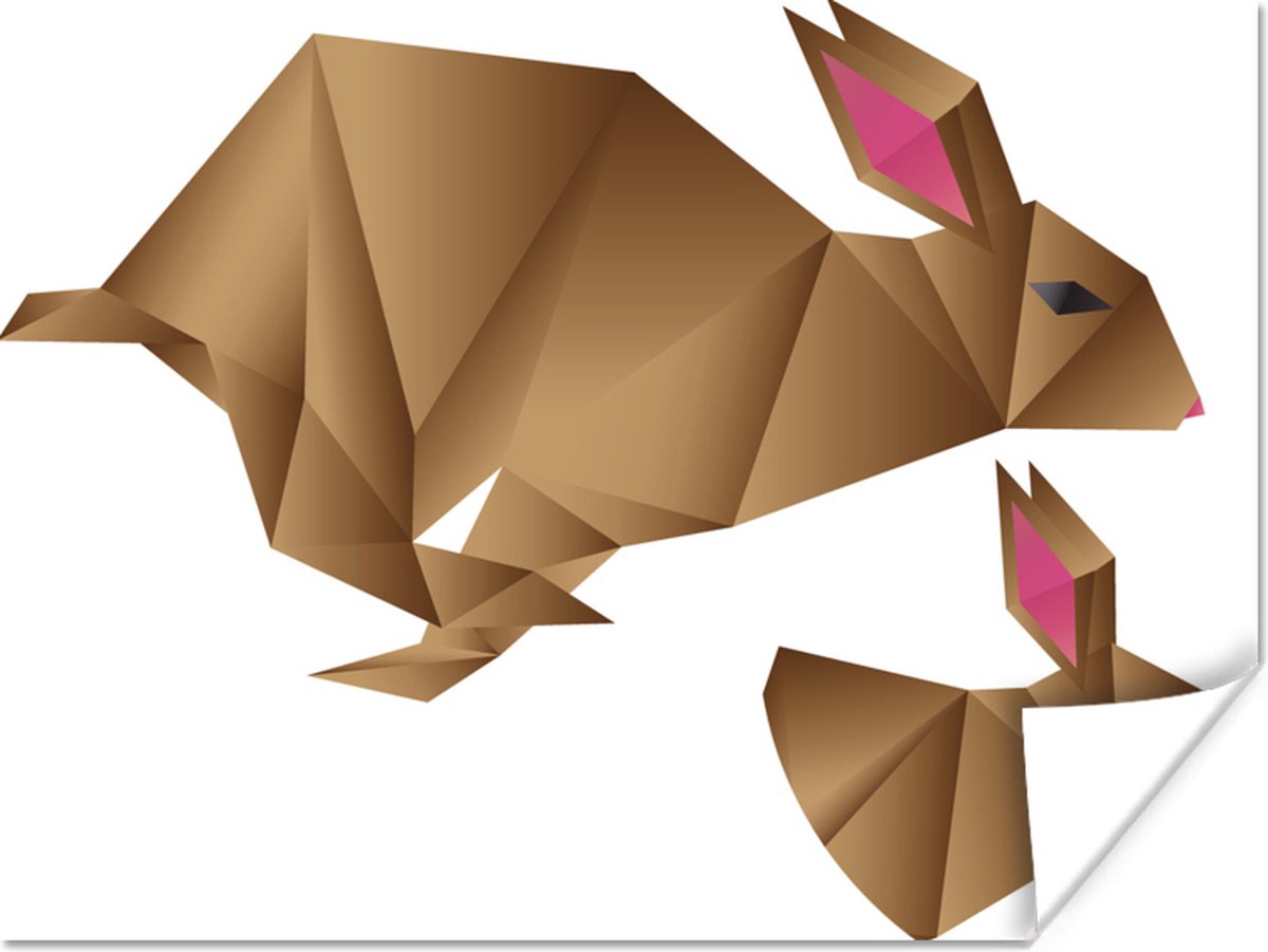 Une illustration d'un poster lapin en origami 40x30 cm - petit - Tirage ...