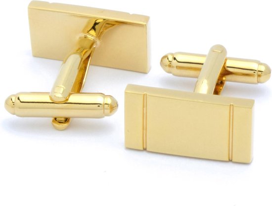 Manchetknopen - Goud Rechthoekig met Verticale Lijnen | bol