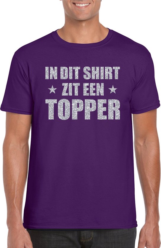 In dit shirt zit een Topper zilveren glitter t-shirt paars voor heren ...