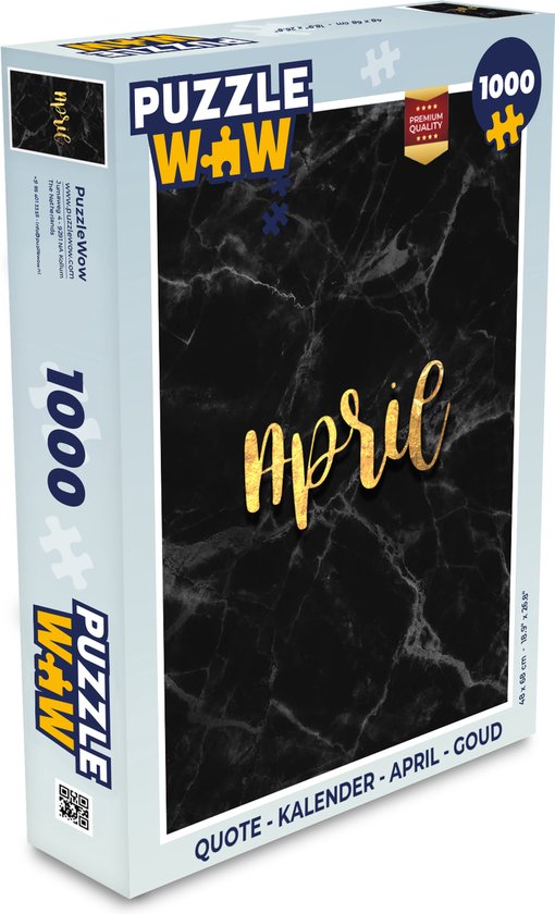 Puzzel Quote - Kalender - April - Goud - Legpuzzel - Puzzel 1000 stukjes volwassenen | bol