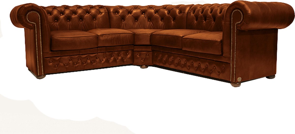 Chesterfield Hoekbank First Class Leer | 2 hoek 2 |Cloudy Karamel | 2 ...