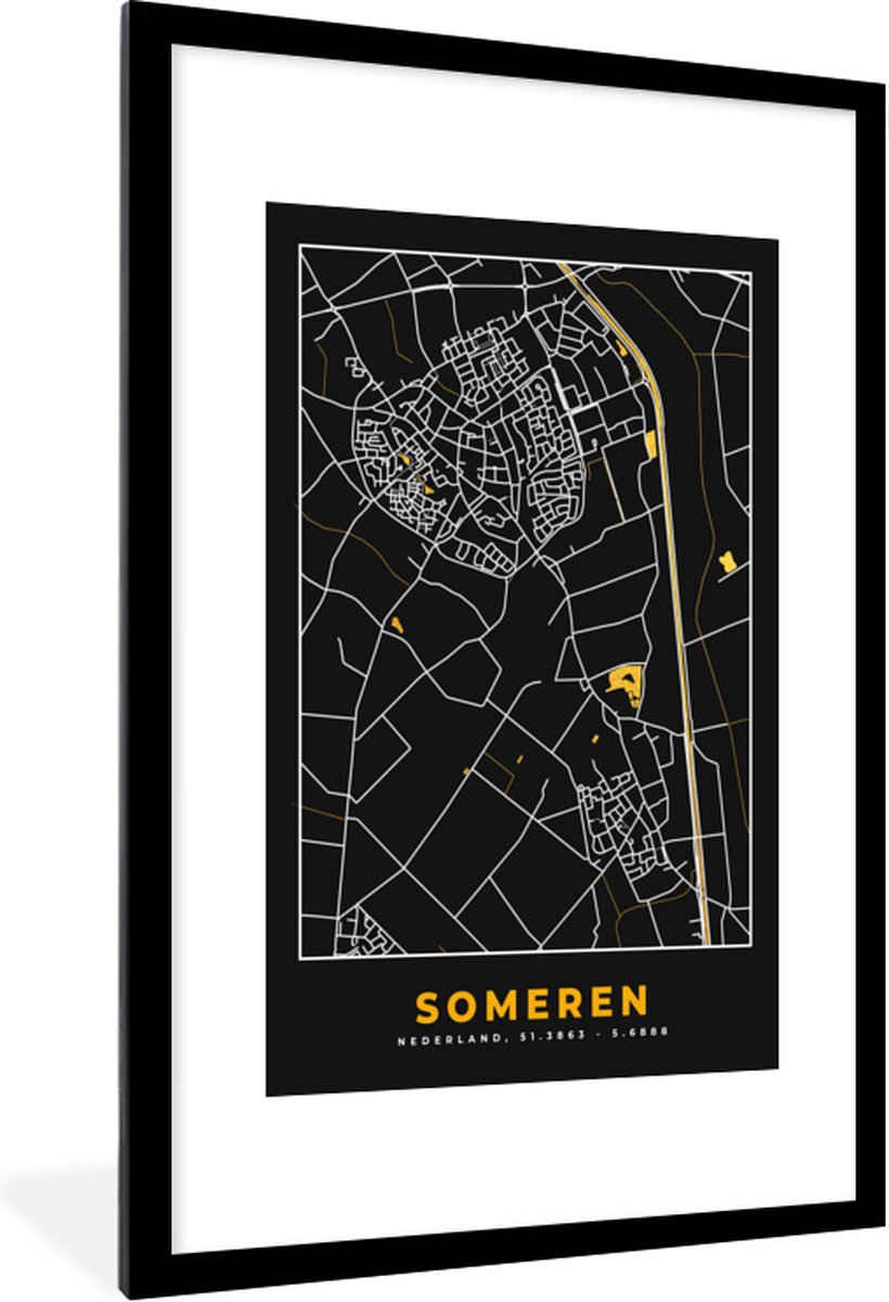 Fotolijst incl. Poster - Plattegrond - Someren - Kaart - Stadskaart ...