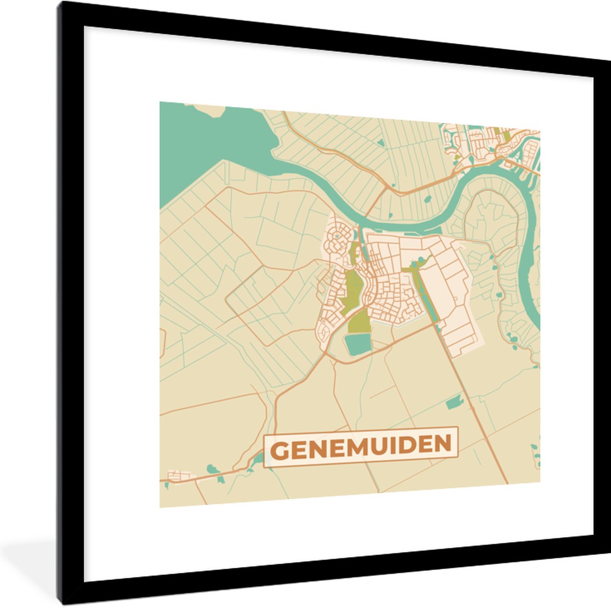 Fotolijst incl. Poster - Plattegrond - Kaart - Stadskart - Genemuiden ...