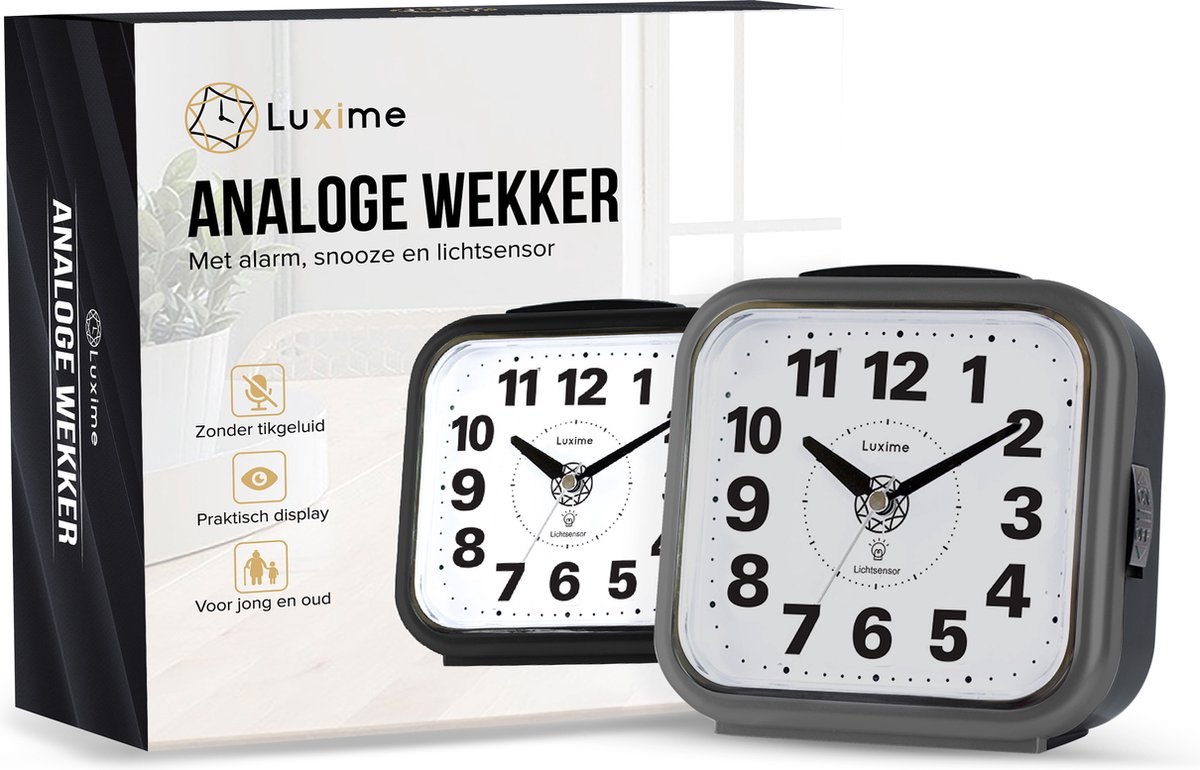 Luxime - Wekker Analoog Zonder Tikgeluid - Senioren - Met Alarm ...