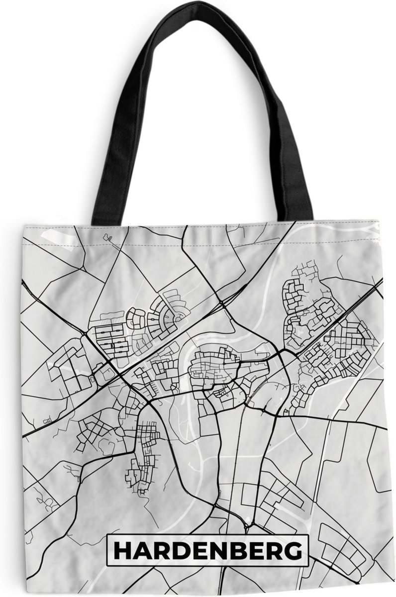 Schoudertas - Strandtas - Shopper Stadskaart - Hardenberg - Grijs - Wit - 45x45 cm -... | bol.com