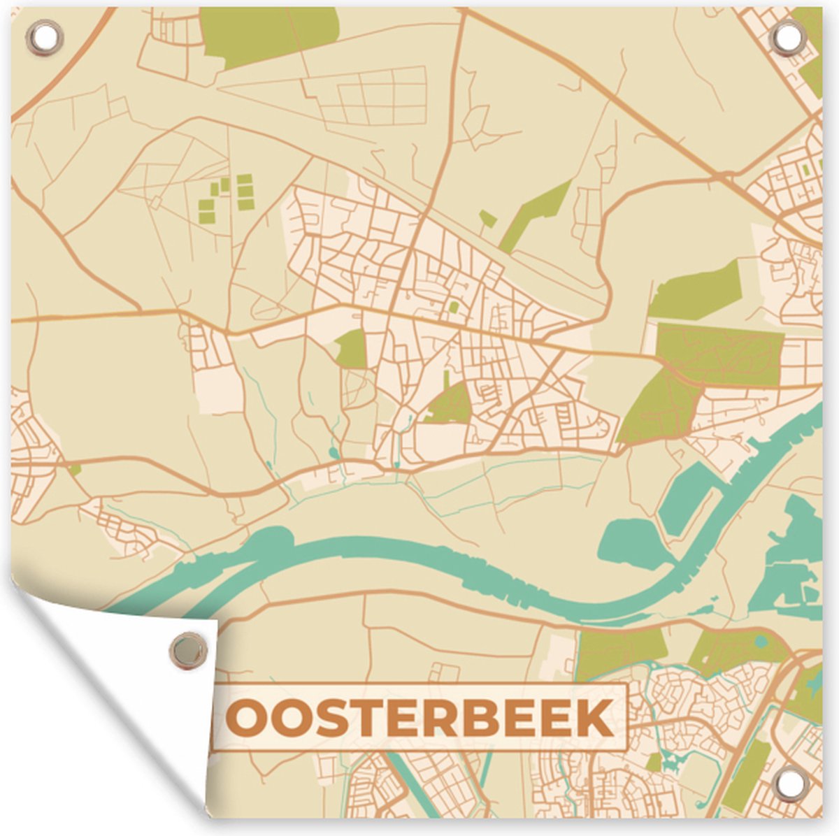 Tuindoek Plattegrond - Oosterbeek - Vintage - Kaart - Stadskaart ...
