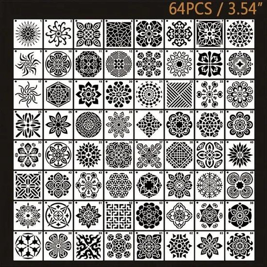 BOTC Mandala dot painting sjablonen 64-delige - 9x9 cm - stippen ...