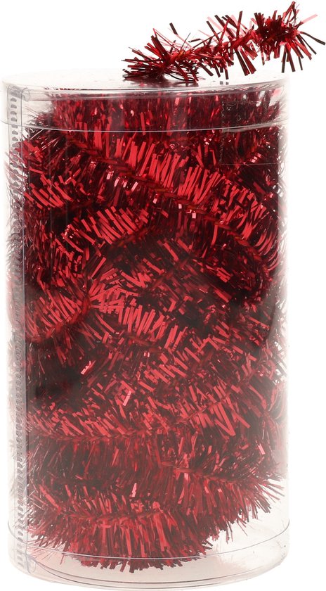 Bellatio decorations Kerstslinger - rood - folie tinsel - 20 m ...
