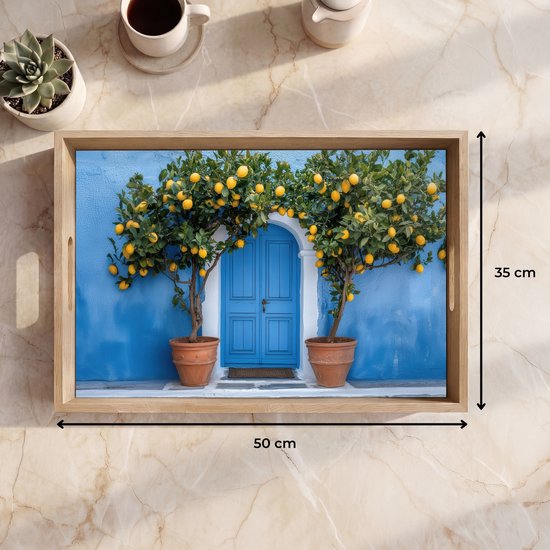 Dienblad hout 50x35 cm - Schootdienblad - Citroenbomen - Geel - Deur ...