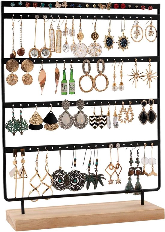 Sieradenstandaard, oorbelhouder, 100 gaten, oorbelstandaard, 5 etages ...