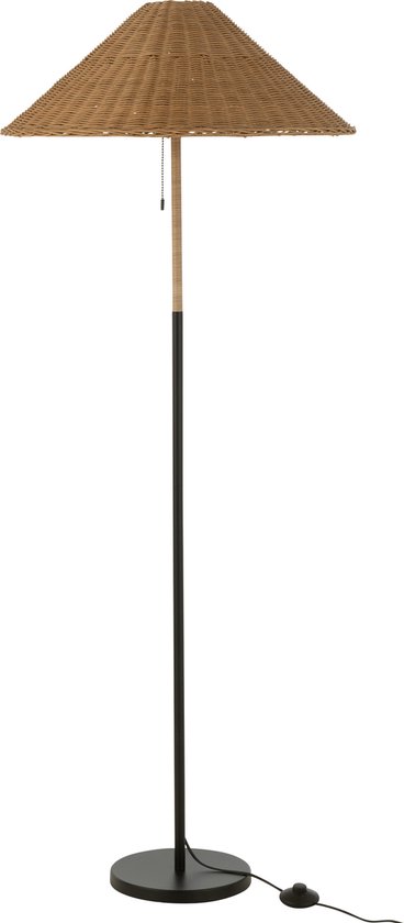 J-Line vloerlamp - metaal/rotan - zwart/naturel | bol