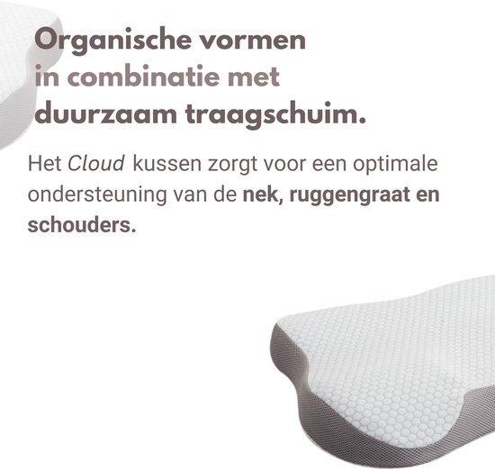 ErgoComfy® Cloud - Hoofdkussen - Ergonomisch - 60x40cm - Orthopedisch - Traagschuim -... | bol