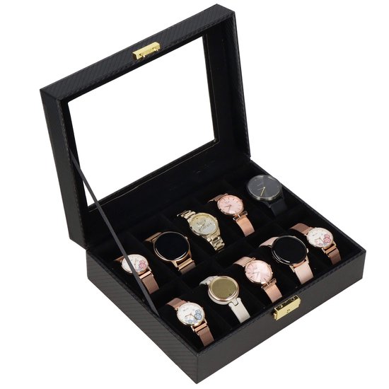 Springos Horlogedoos - Horlogebox - Horlogeopberger - Zwart - Goud - 10 ...