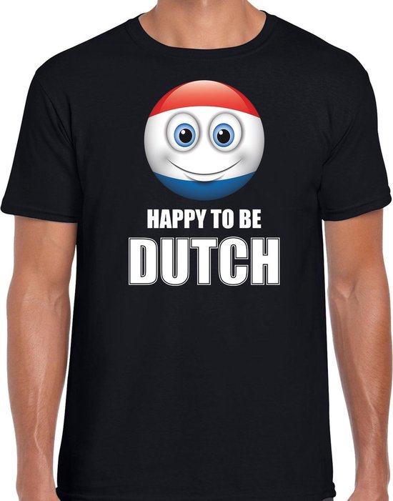 Holland emoticon Happy to be Dutch landen t-shirt zwart heren XL | bol