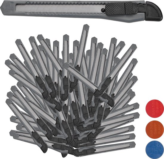 Relaxdays afbreekmes 100 stuks - hobbymes - tapijtmes - snijmes ...