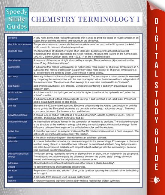 Chemistry Terminology I (Speedy Study Guides) (ebook), Speedy ...