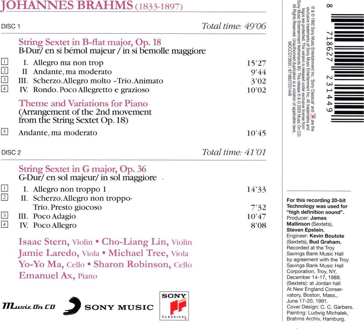 Brahms String Sextets. Opp. 18 & 36, Sharon Robinson | CD (album) | Muziek | bol.com