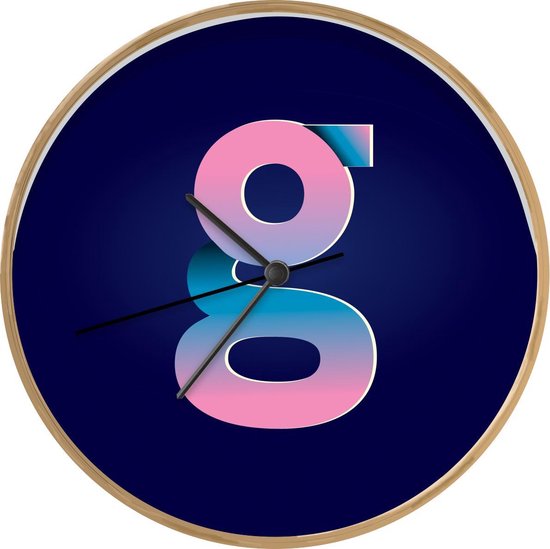 Klok Letter G illustratie Ø 30 cm - Een illustratie van een blauw met ...