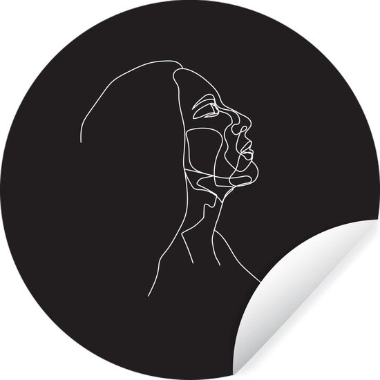 Illustration d'un visage de femme en méditation sur fond noir Sticker ...