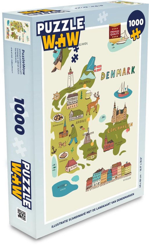 Puzzel Illustratie Scandinavië met de landkaart van Denenmarken ...