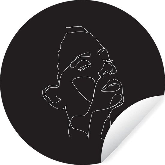 Illustration d'un visage de femme reposante sur fond noir Sticker ...