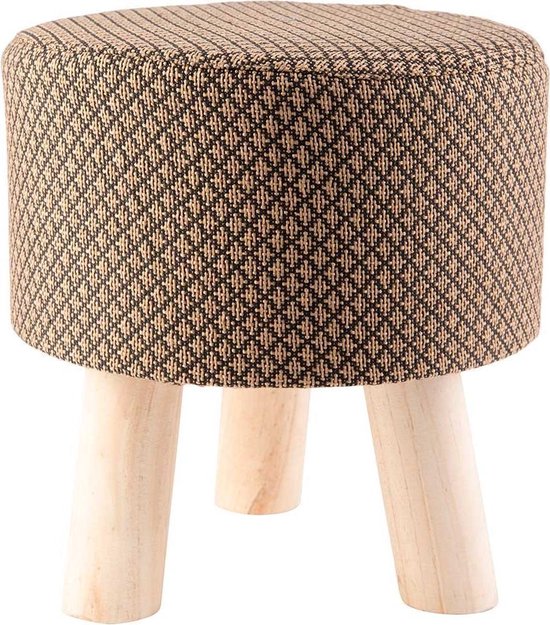 Cosy @ Home Poef bruin hout - 28 x 28 x H30 cm - krukje | bol.com