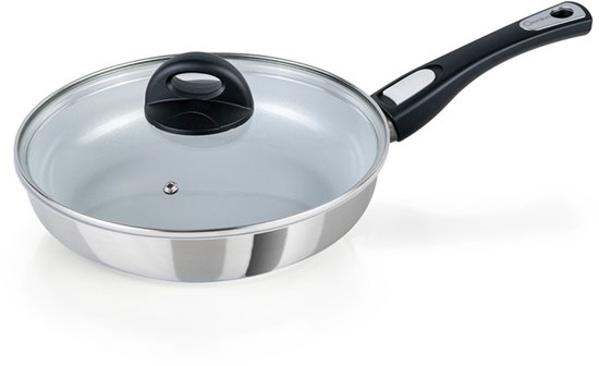Cerafit Steel Pan - 24 cm met glazen deksel | bol