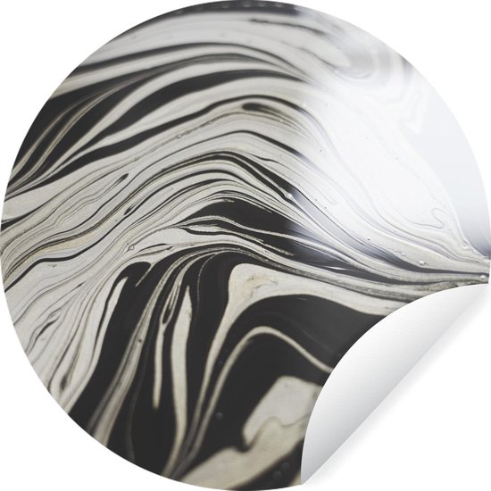 WallCircle - Muurstickers - Behangcirkel - Marmer - Wit - Luxe - Zwart - ⌀ 120 cm -... | bol