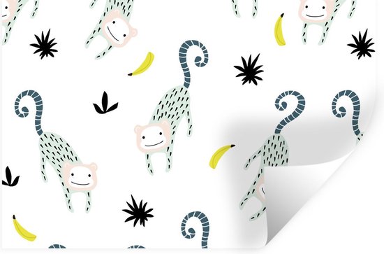 Muurstickers - Sticker Folie - Apen - Fruit - Wit - 30x20 cm ...