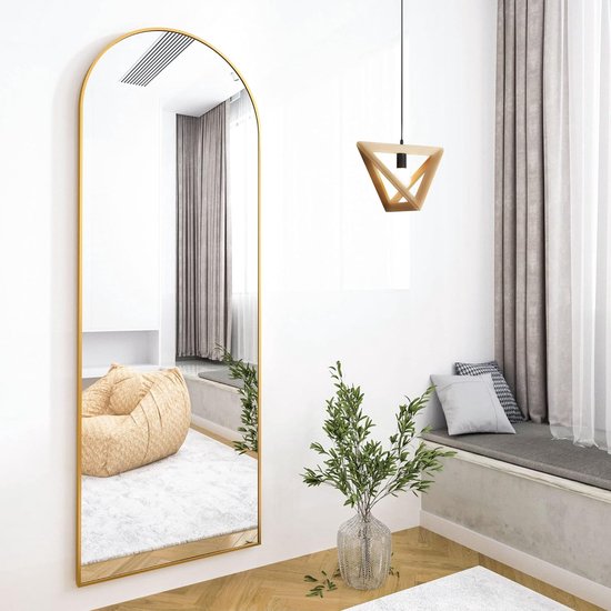 SensaHome Passpiegel - Kleedkamer spiegel - Goud - 160x60 cm | bol