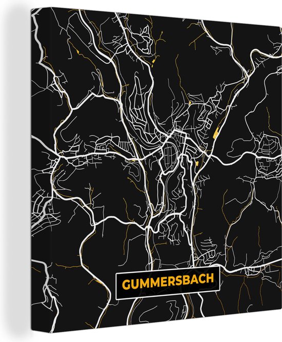 Canvas Schilderij Plattegrond – Gummersbach – Goud – Stadskaart – Kaart ...
