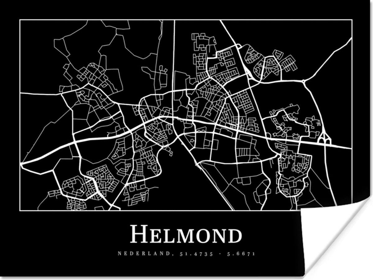 Poster Plattegrond - Helmond - Kaart - Stadskaart - 40x30 cm | bol.com