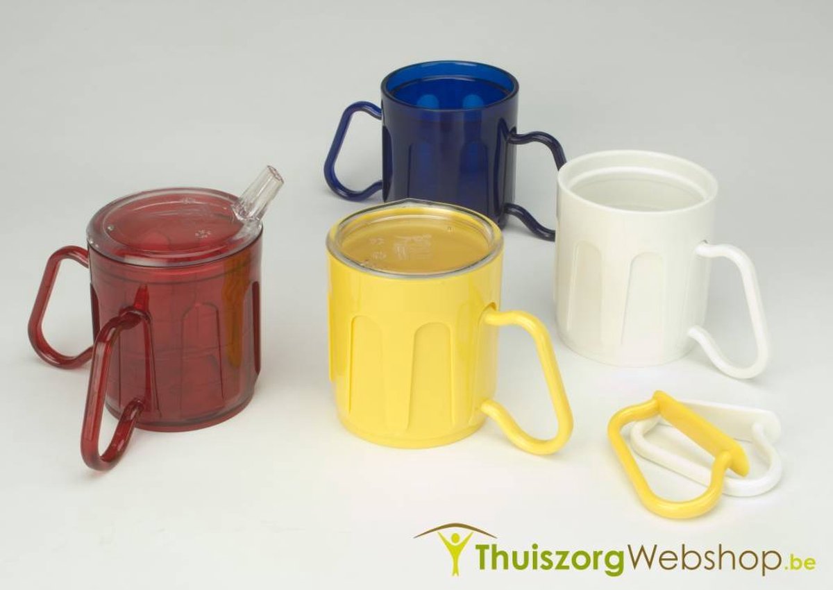 Beker met 2 aanpasbare handvatten- 340 ml - rood transparant | bol.com
