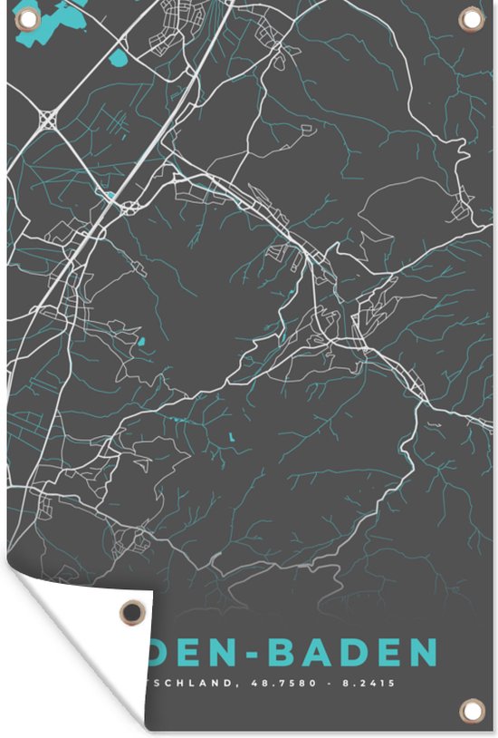 Tuinposters buiten Kaart – Plattegrond – Stadskaart – Baden Baden ...