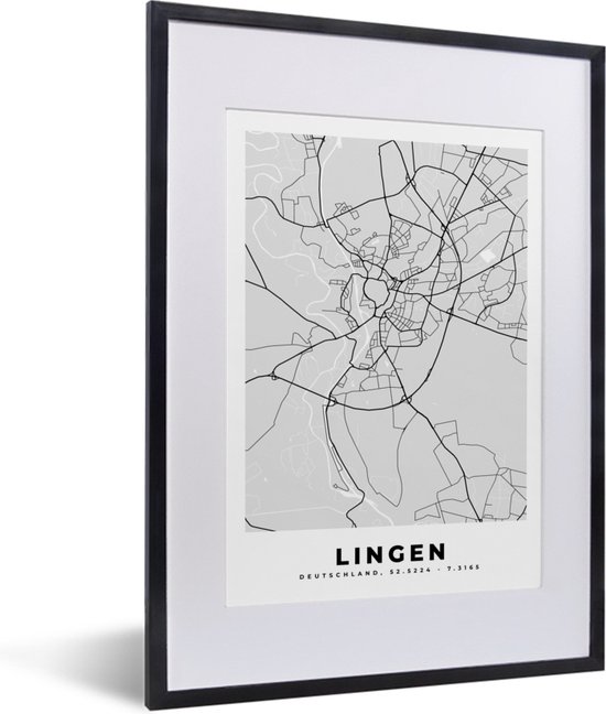 Fotolijst incl. Poster - Lingen - Plattegrond - Stadskaart - Kaart ...