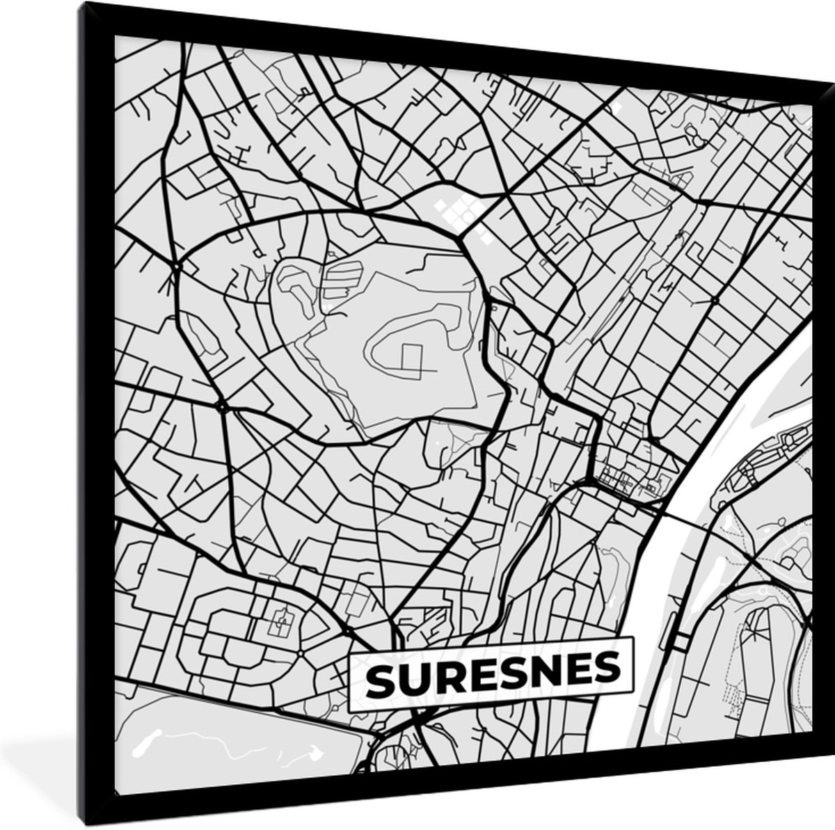 Fotolijst incl. Poster - Plattegrond - Kaart - Stadskaart - Frankrijk ...