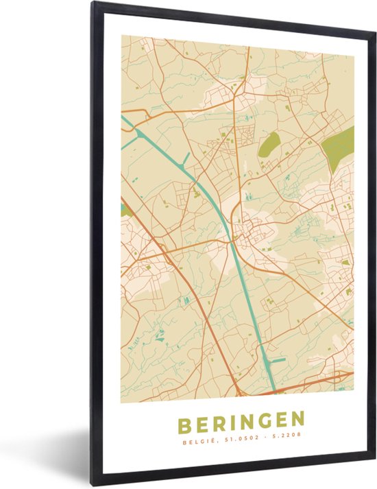 Fotolijst incl. Poster - Stadskaart - Plattegrond - Kaart - België ...