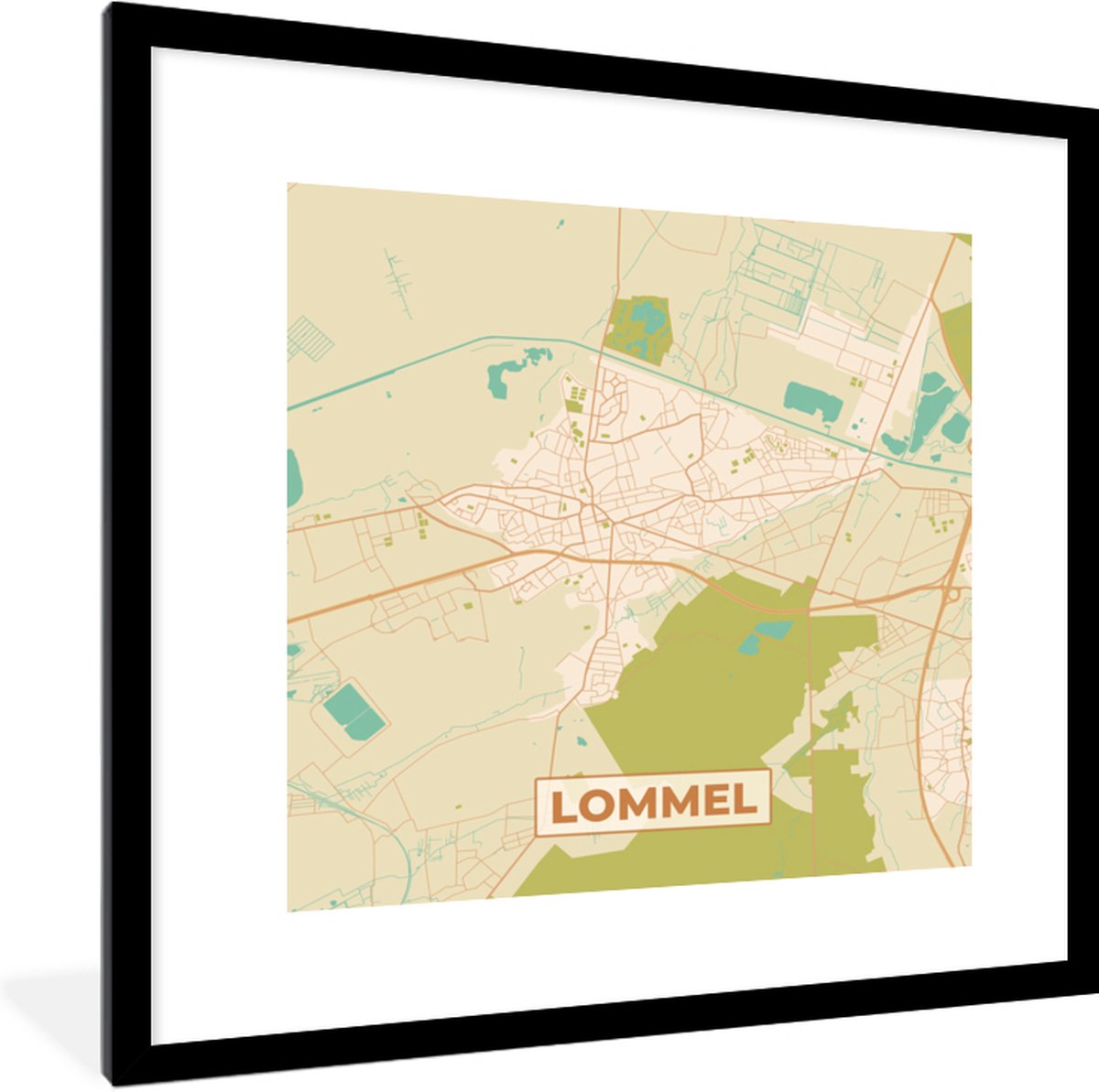 Fotolijst incl. Poster - Plattegrond - Stadskaart - Vintage - Lommel ...