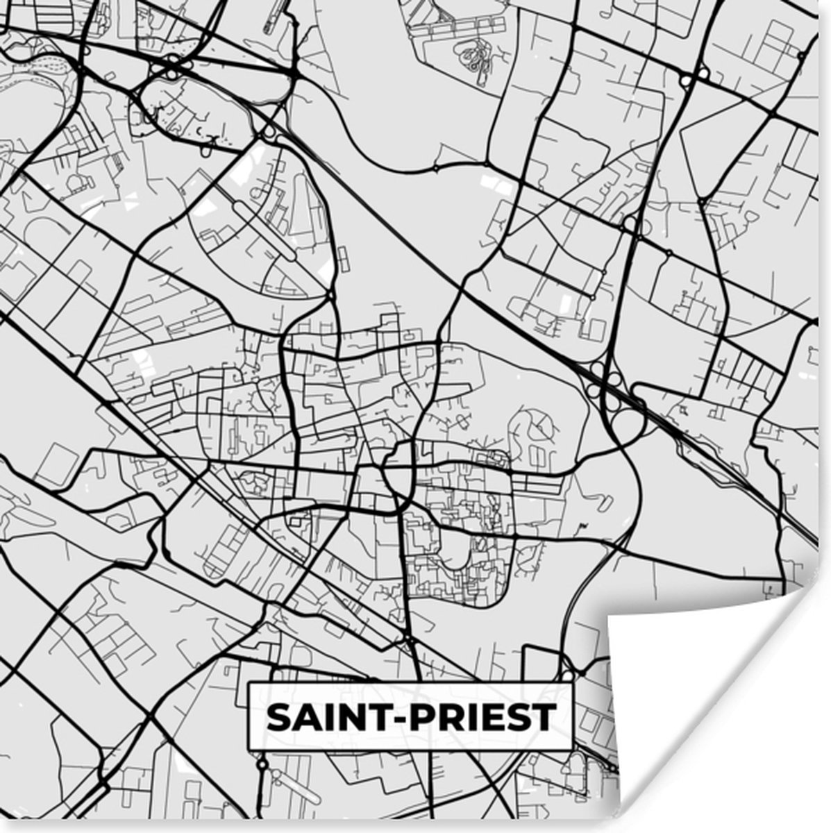 Affiche Saint-Priest - Carte - France - Plan - Plan de ville - 100x100 ...