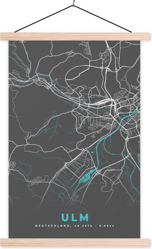 Posterhanger incl. Poster - Schoolplaat - Stadskaart – Kaart – Ulm ...