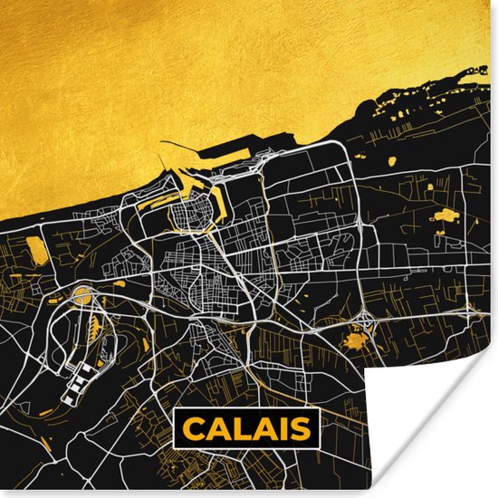 Poster Kaart – Calais - Plattegrond – Frankrijk – Stadskaart - 50x50 cm ...