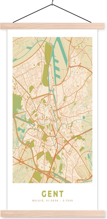 Posterhanger incl. Poster - Schoolplaat - Gent - Kaart - Stadskaart ...
